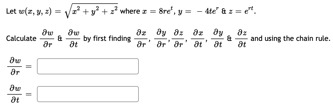Solved z=x4+xy2,x=uv4+w5,y=u+vew then find: ∂u∂z when | Chegg.com