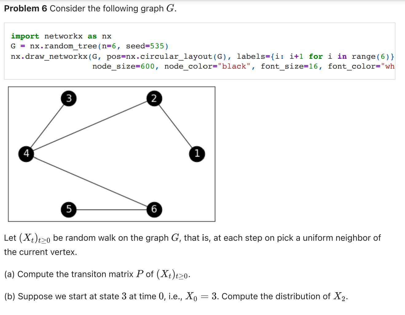 Solved Problem 6 Consider the following graph G. import | Chegg.com