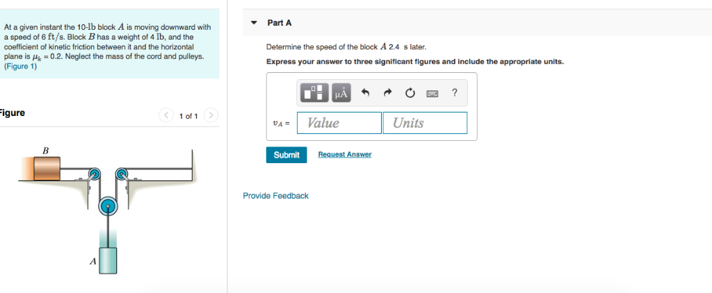 Solved Part A At a given instant the 10-lb block A is moving | Chegg.com