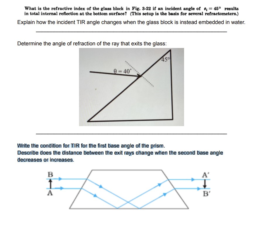 Solved What is the refractive index of the glass block in | Chegg.com