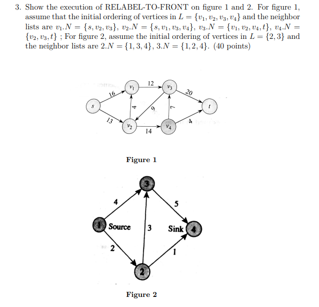 Solved 3. Show the execution of RELABEL-TO-FRONT on figure 1 | Chegg.com