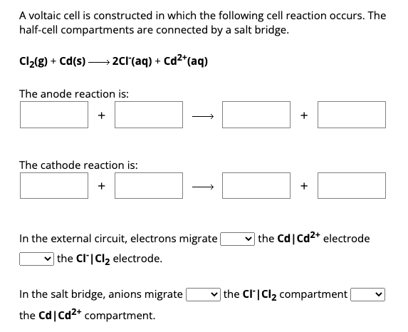Solved A voltaic cell is constructed in which the following | Chegg.com
