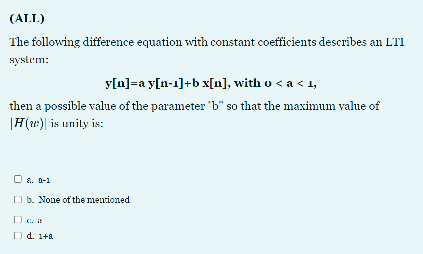 Solved (ALL) The following difference equation with constant | Chegg.com