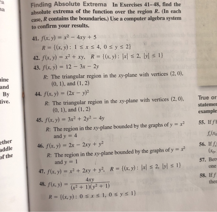 Solved Finding Absolute Extrema In Exercises 41-48, find the | Chegg.com