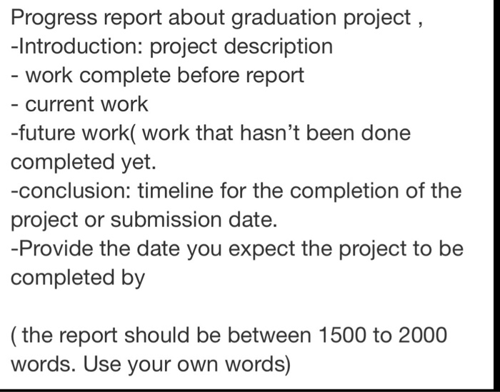 Progress report about graduation project | Chegg.com