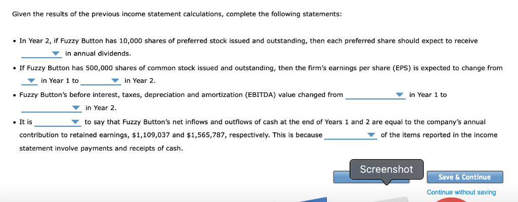Solved Fuzzy Button Clothing Company's income statement | Chegg.com