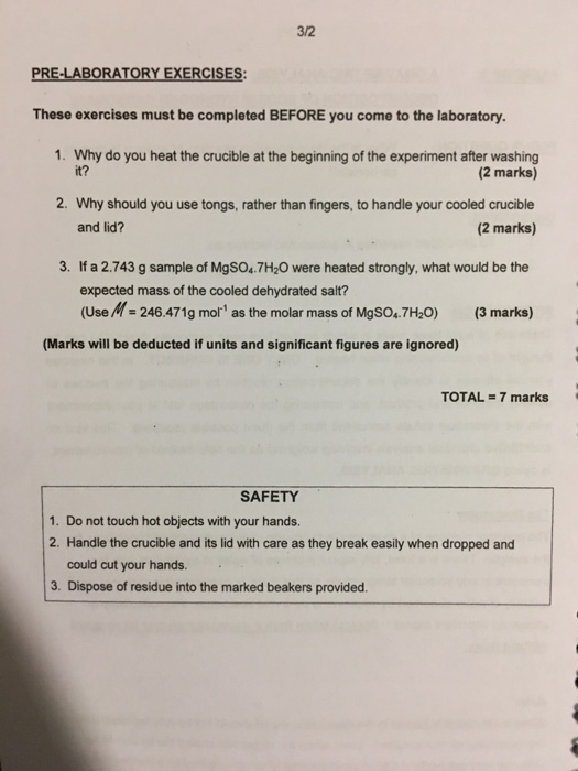 Solved 3/2 PRE-LABORATORY EXERCISES: These exercises must be | Chegg.com