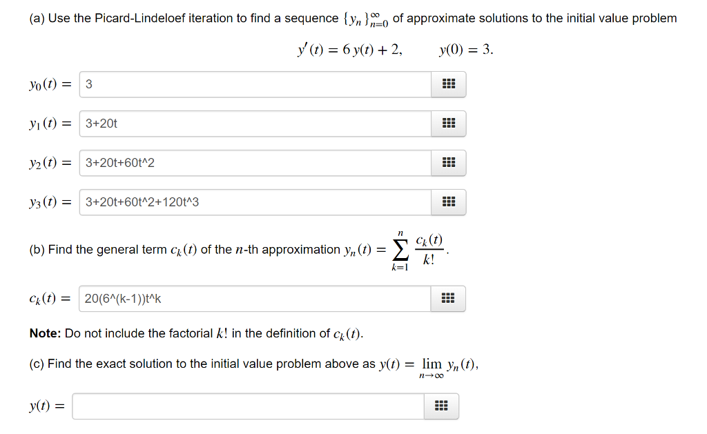 Solved (a) Use the Picard-Lindeloef iteration to find a | Chegg.com