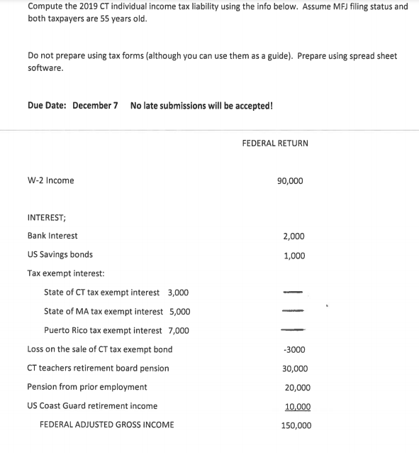 Solved Compute the 2019 CT individual income tax liability | Chegg.com