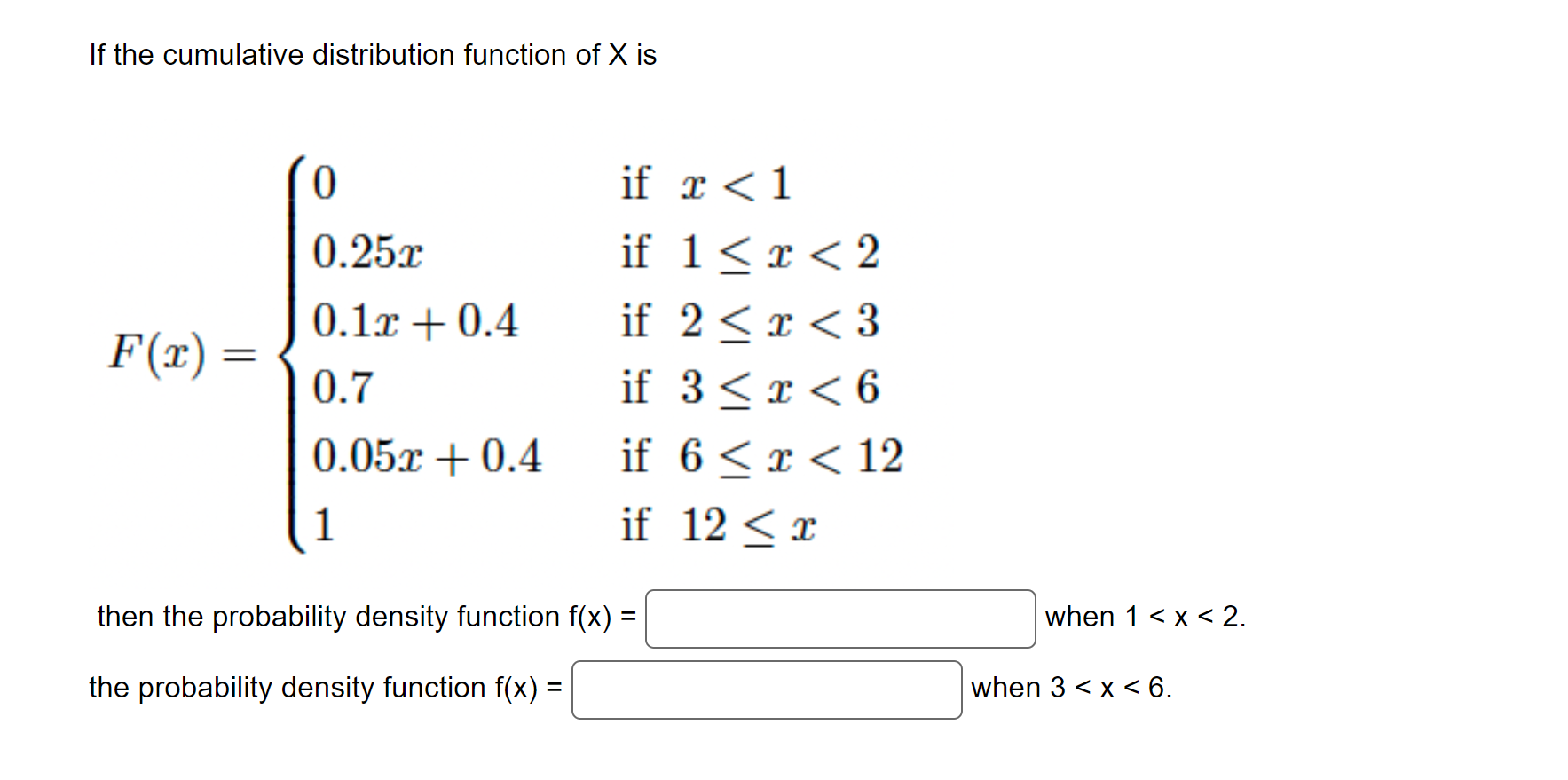 Solved If the cumulative distribution function of X is | Chegg.com