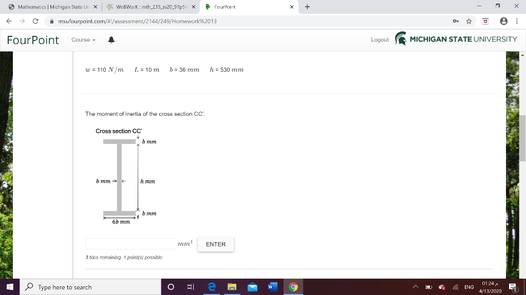 Solved Mathematics Michigan State Un x WebWork: | Chegg.com