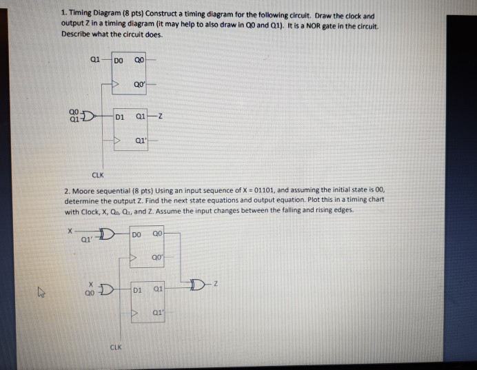 Solved 1. Timing Diagram (8 pts) Construct a timing diagram | Chegg.com