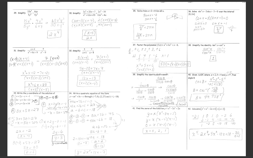 Solved 29. Simplify 30. Simplify 7+12+35 12x - 4x 3x-20 -7 | Chegg.com