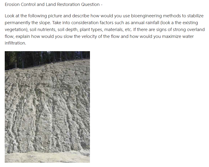 Solved Erosion Control and Land Restoration Question - Look | Chegg.com