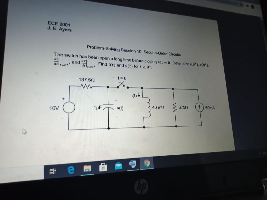 Solved ECE 2001 J. E. Ayers Problem Solving Session 10: | Chegg.com