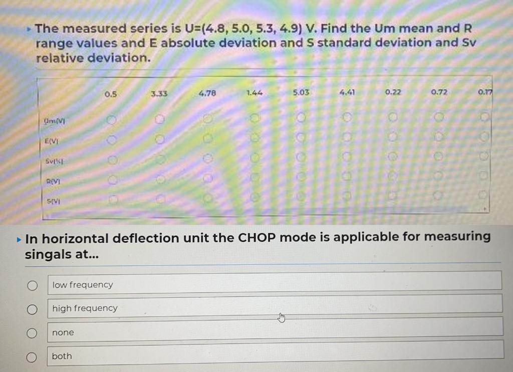 Solved The measured series is U=(4.8,5.0,5.3,4.9)V. Find the | Chegg.com