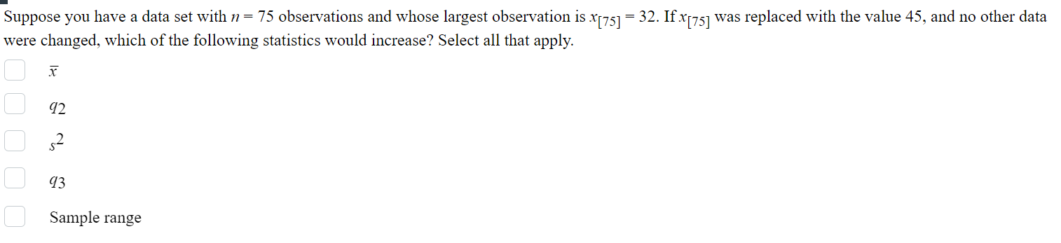 Solved Suppose you have a data set with n=75 observations | Chegg.com