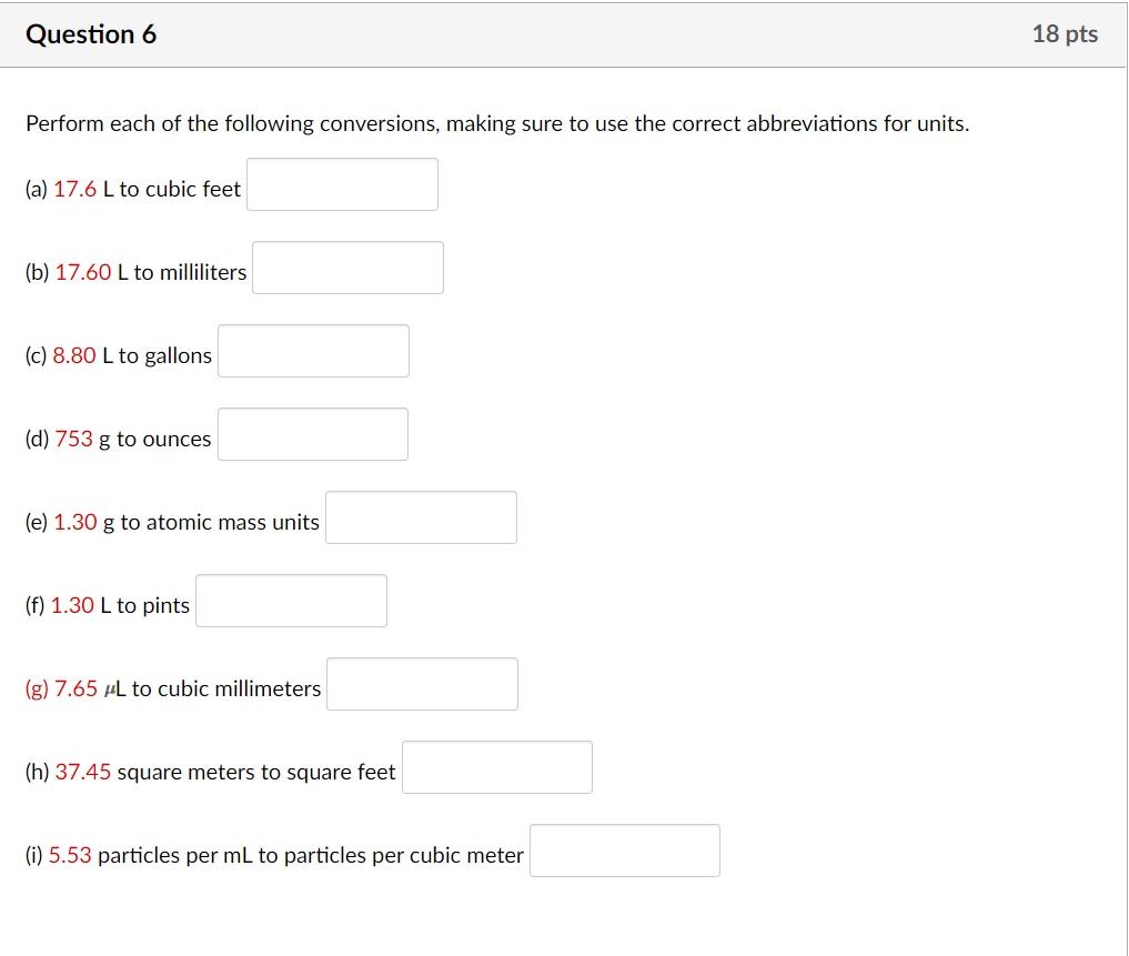 Solved Question 6 18 pts Perform each of the following | Chegg.com