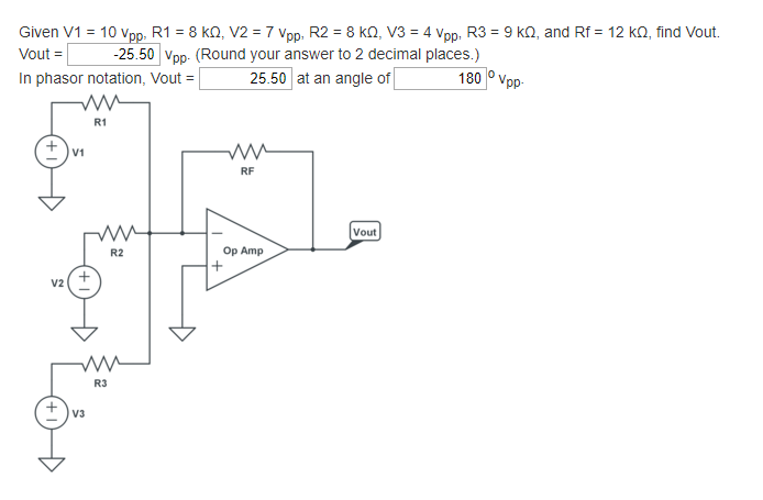 Solved Given V1 10 Vpp R1 -8 kQ, V2-7 Vpp. R2 8 ko, V3 4 pp, | Chegg.com