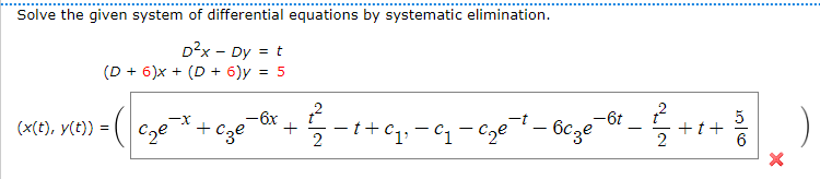 Solved Solve the given system of differential equations by | Chegg.com