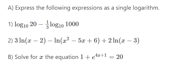 Solved A) Express the following expressions as a single | Chegg.com