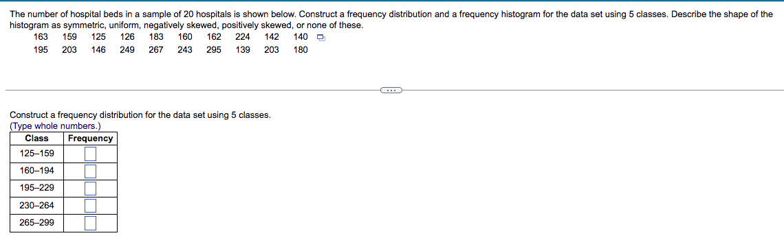 Solved The number of hospital beds in a sample of 20 | Chegg.com