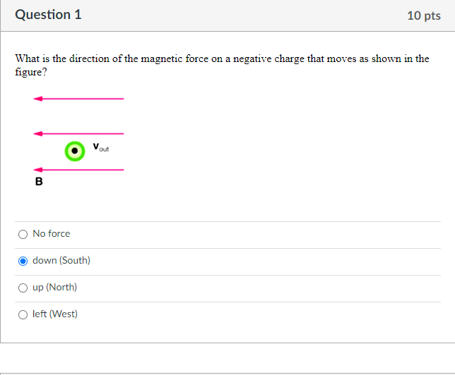 Solved Question 1 10 pts What is the direction of the | Chegg.com