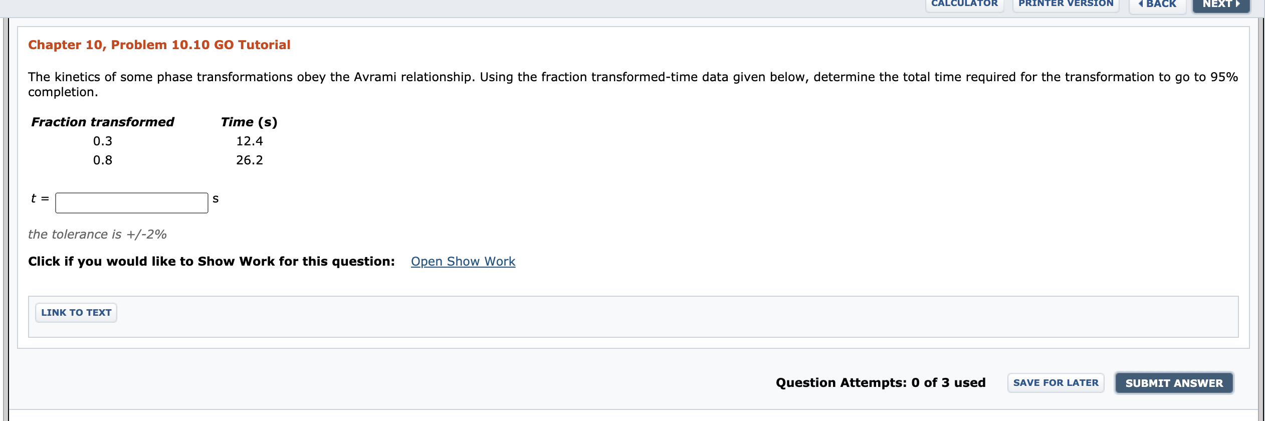 Solved CALCULATOR PRINTER VERSION BACK NEXT Chapter 10, | Chegg.com
