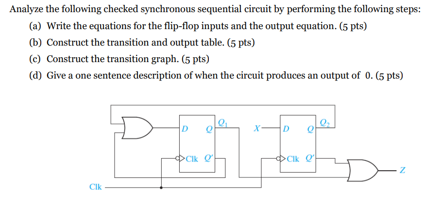 Solved Analyze the following checked synchronous sequential | Chegg.com