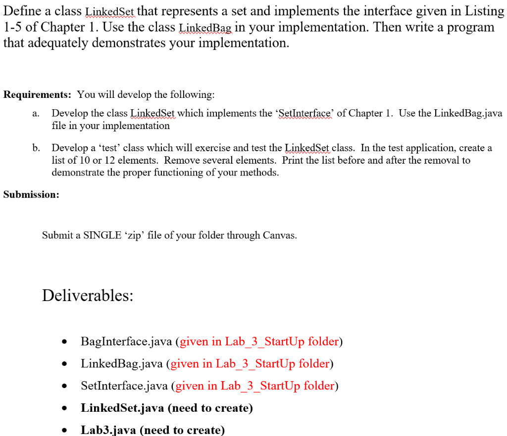 Define a class LinkedSet that represents a set and | Chegg.com