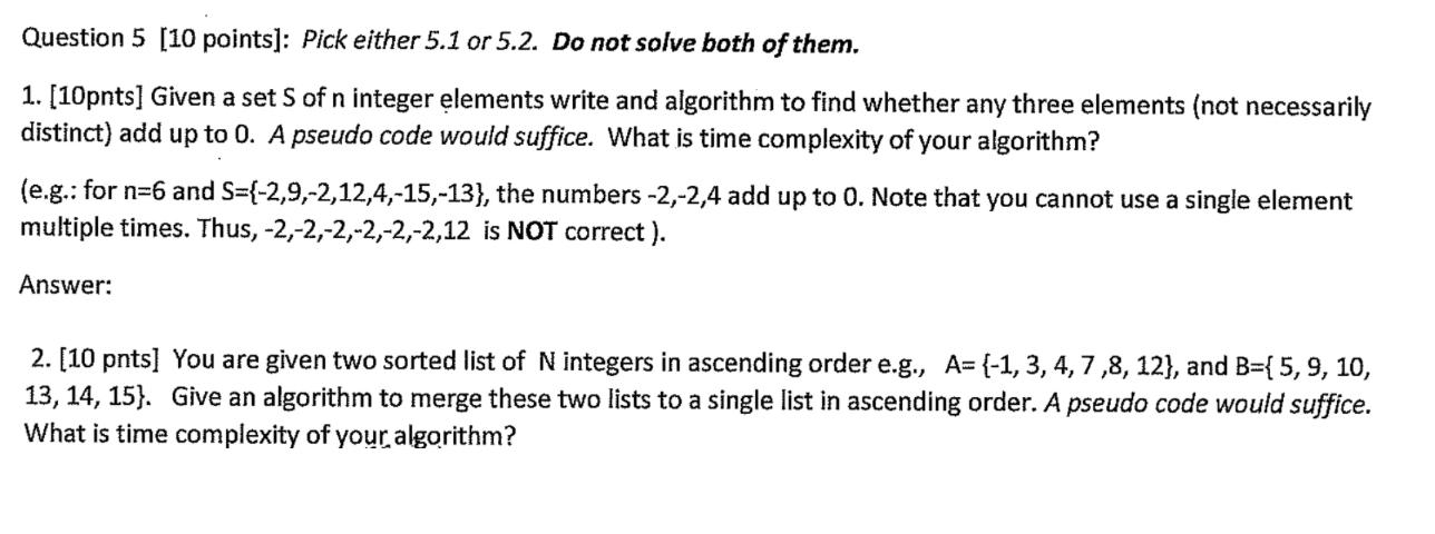 Solved Question 5 [10 points]: Pick either 5.1 or 5.2. Do | Chegg.com