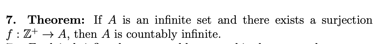 Solved 7. Theorem: If A is an infinite set and there exists | Chegg.com