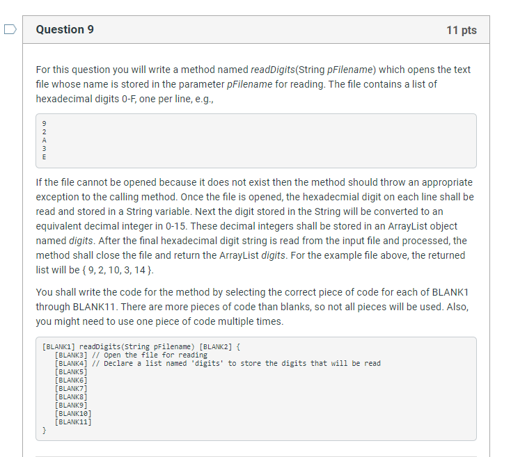 Solved D Question 9 11 pts For this question you will write | Chegg.com