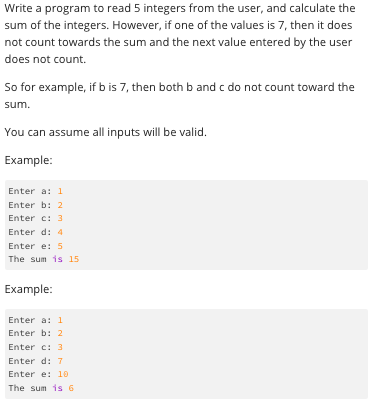Solved How do I create a code for this output whilst only | Chegg.com
