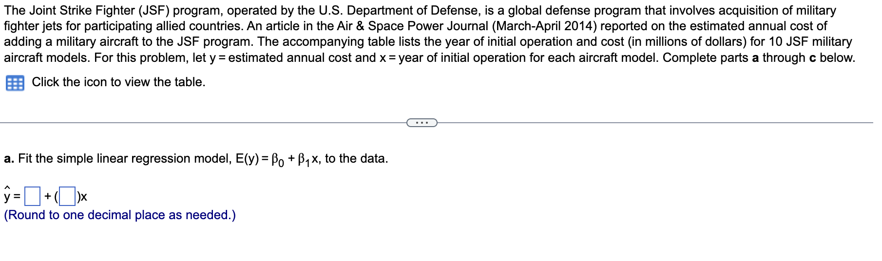 Solved The Joint Strike Fighter (JSF) program, operated by | Chegg.com