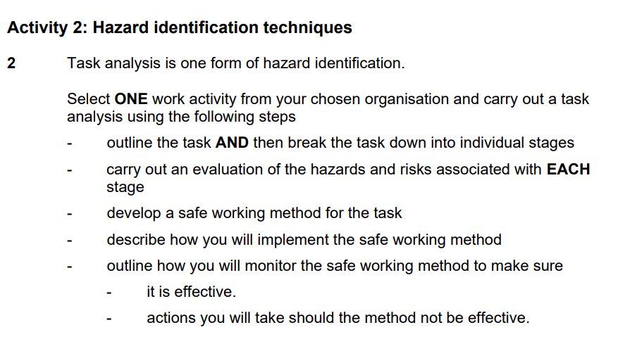 Solved ctivity 2: Hazard identification techniques Task | Chegg.com