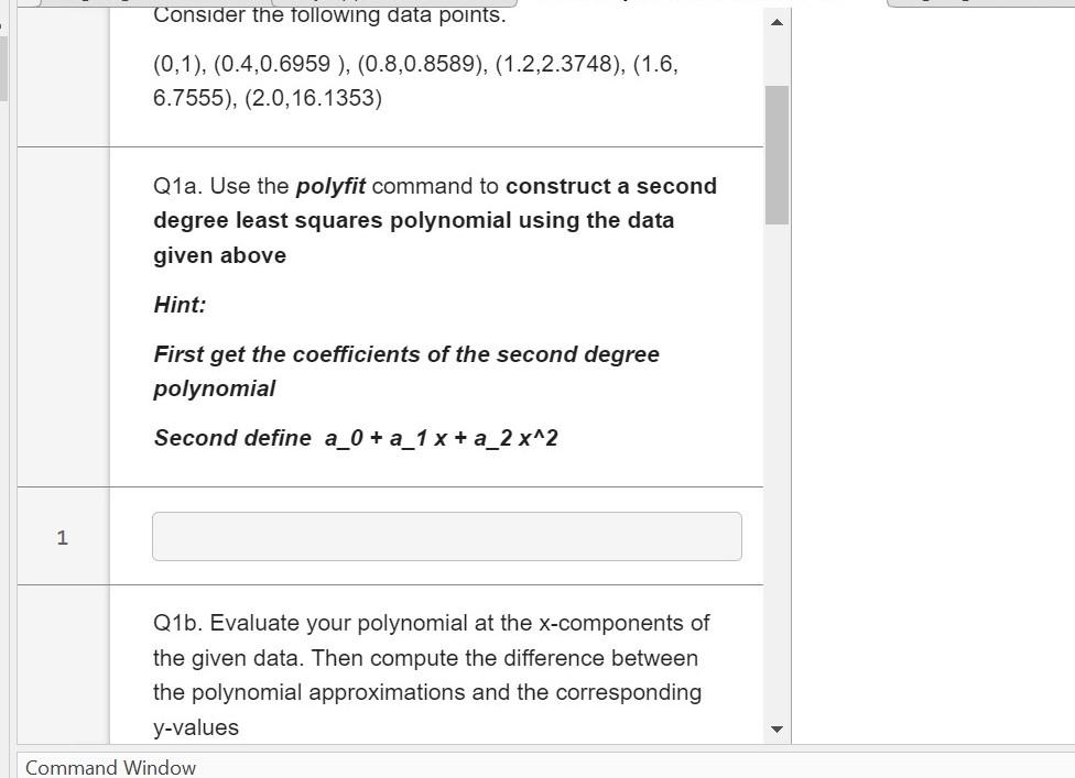 Solved Consider the following data points. | Chegg.com