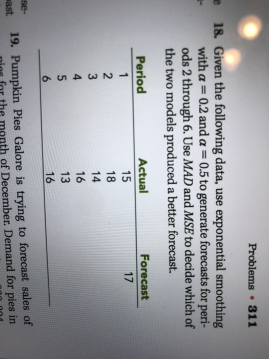 Solved Problems 311 18. Given the following data, use | Chegg.com