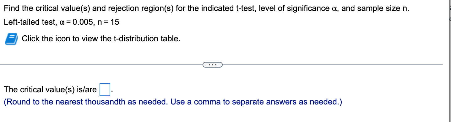 Solved Find the critical value(s) and rejection region(s) | Chegg.com