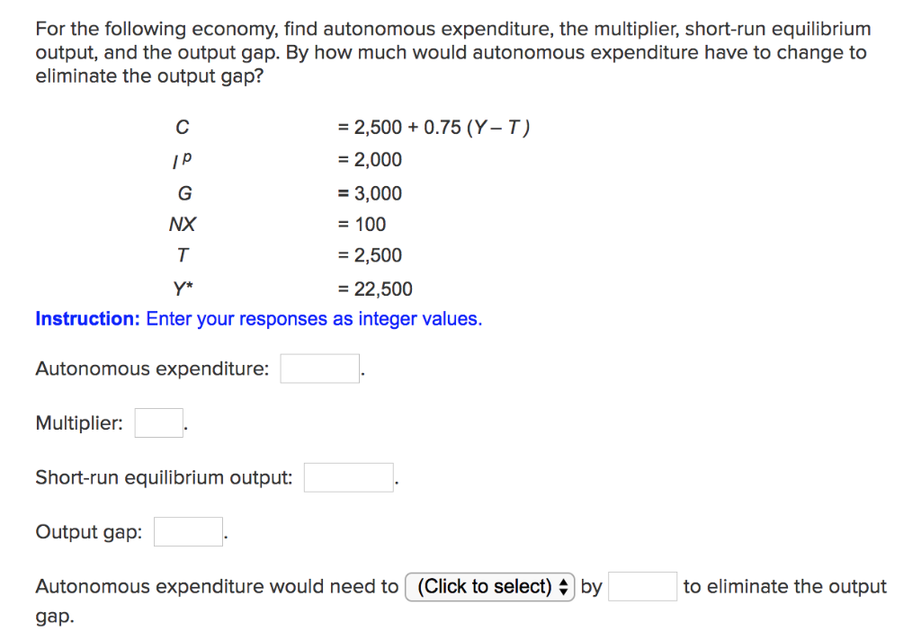 Solved For the following economy, find autonomous | Chegg.com