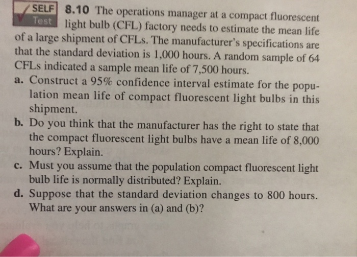 Solved SELF 8.10 The operations manager at a compact | Chegg.com