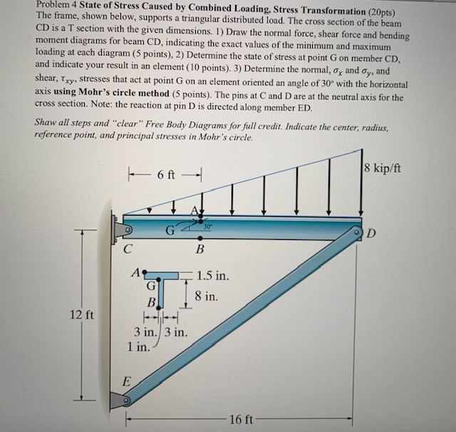 Solved Problem 4 State of Stress Caused by Combined Loading, | Chegg.com