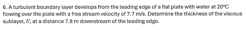Solved 6. ﻿A turbulent boundary layer develops from the | Chegg.com