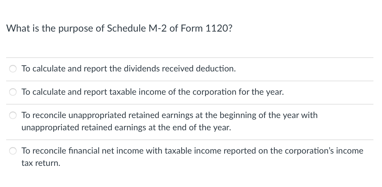 Solved What is the purpose of Schedule M-2 of Form 1120? To | Chegg.com
