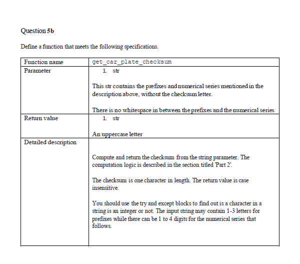 Solved Part 1 The checksum letter of a 7-digits number is | Chegg.com