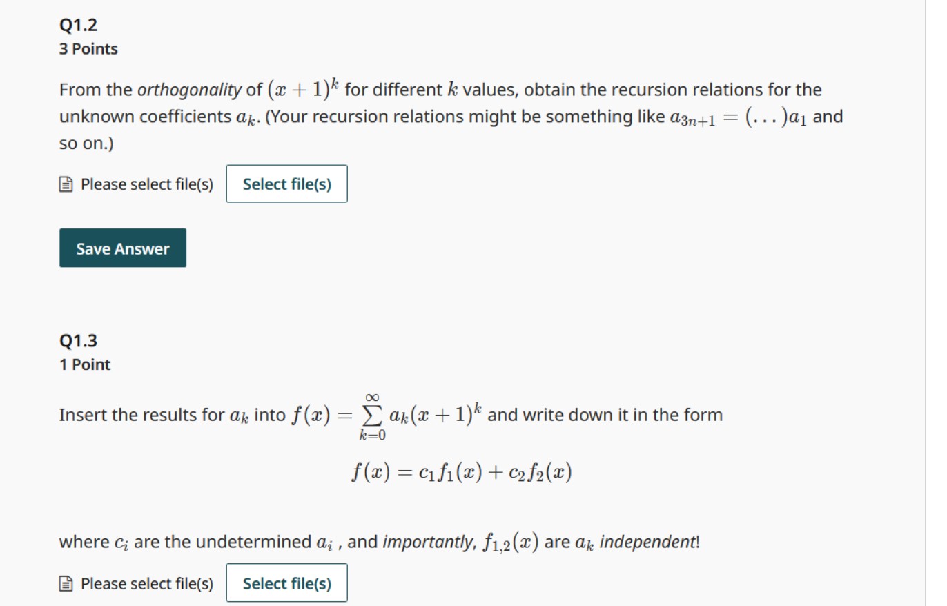 Solved Q1.23 ﻿PointsFrom the orthogonality of (x+1)k ﻿for | Chegg.com