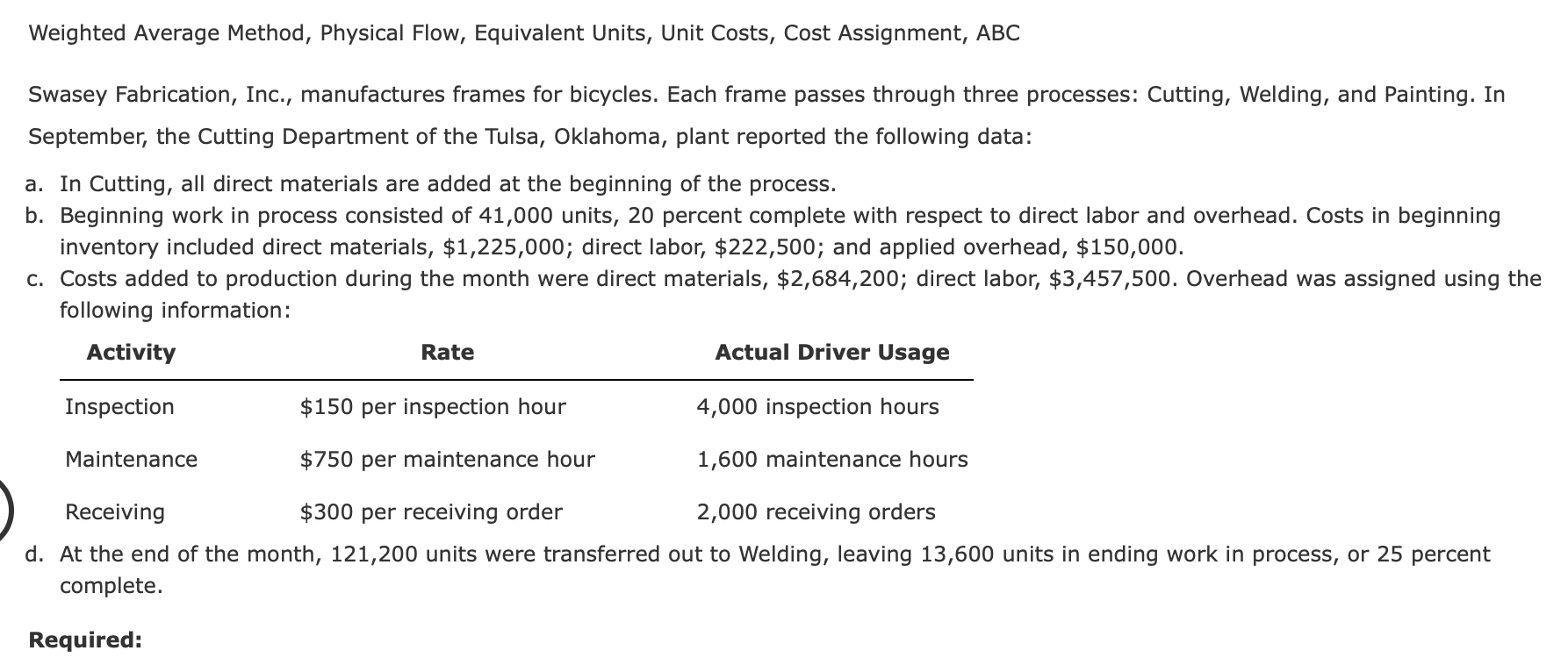 Solved Weighted Average Method, Physical Flow, Equivalent | Chegg.com