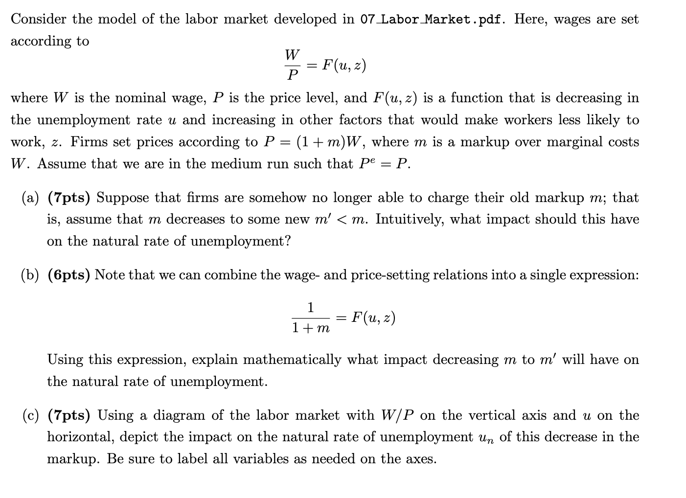 Solved Consider the model of the labor market developed in | Chegg.com