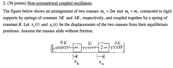 Solved 2. (36 points) Non-symmetrical coupled oscillators. | Chegg.com