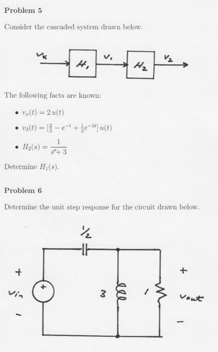 Solved Problem 5 Consider the cascaded system drawn below. | Chegg.com